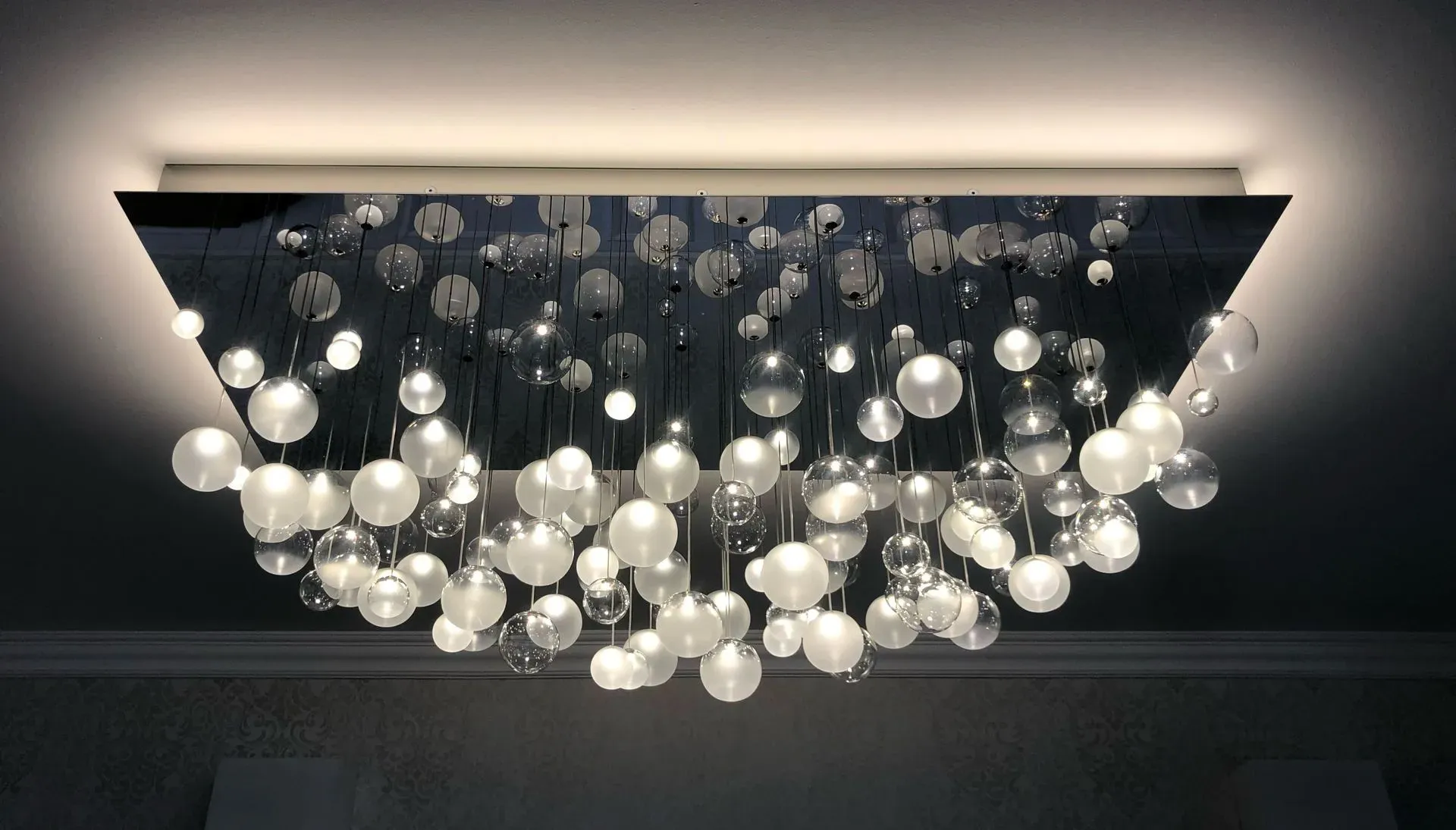 LED glass ball chandelier for luxury powerlighting